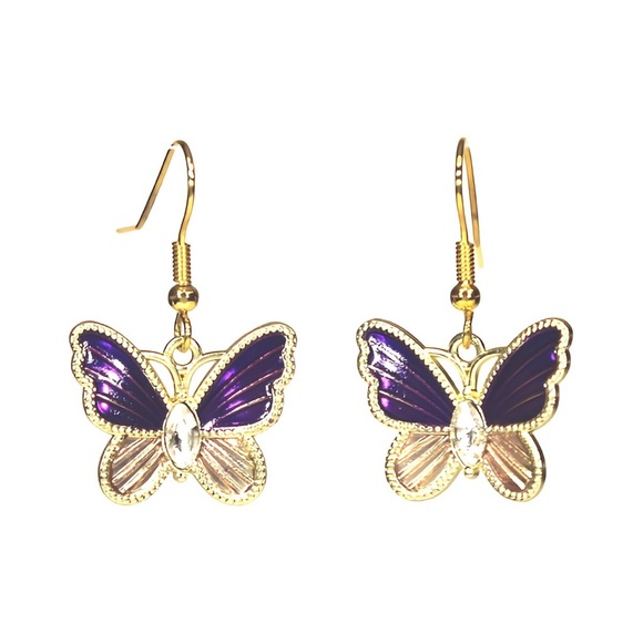 Handmade by Tracy | Jewelry | New Pretty Purple Butterfly Dangle Earrings 4 L X 75 W Version Bg ...